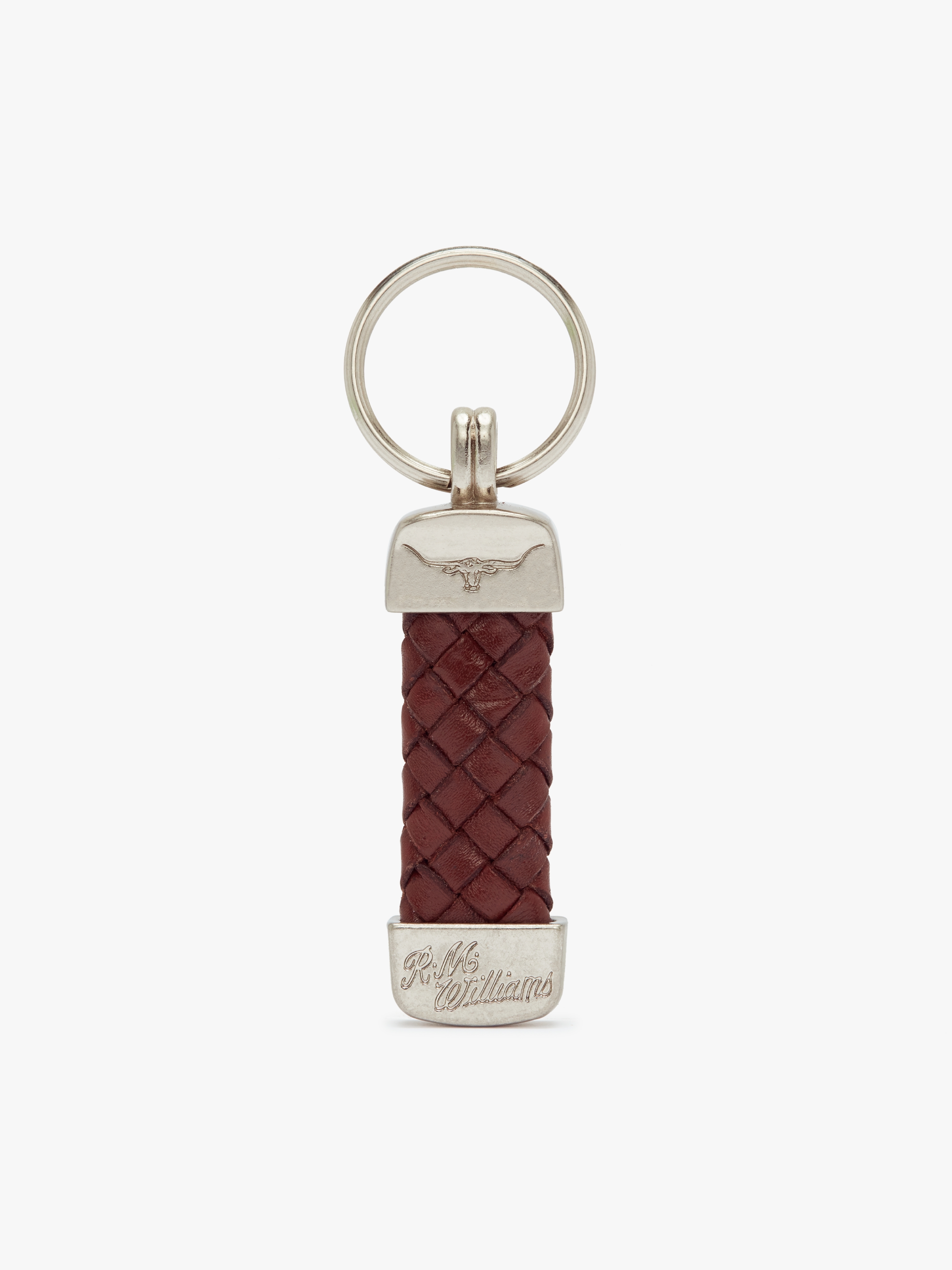 Brown Plaited Key Ring - Nickel Fitti | R.M.Williams Accessories | R.M ...